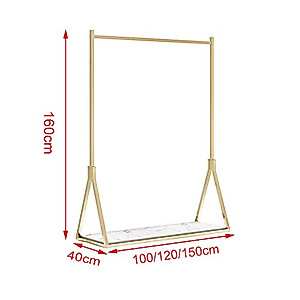 Iron Simple Clothing Tidy Rail,Display Shelf Clothes Rail,Women's Clothing Store The Mall, Wear-Resistant/Golden / 100×160×40cm