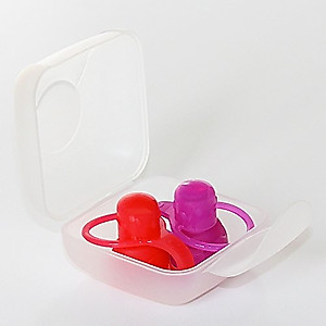ChooMee SoftSip Food Pouch Tops | Red Purple + White Travel case | Prevent Spills and Protect Childs Mouth