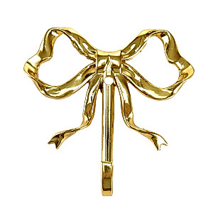 BinaryABC Gold Bow Wall Hooks Brass Coat Hooks Kitchen Hook Towel Hook Clothes Hook Key Holder Hat Hooks,65mm