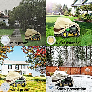 Lawn Mower Covers, 600D Oxford Cloth Riding Lawn Mower Covers Waterproof Outdoor,UV-Proof, Dust-Proof, Rain-Proof And Snow-Proof-All Weather Protection 72"L x 54"W x 47"H(khaki)