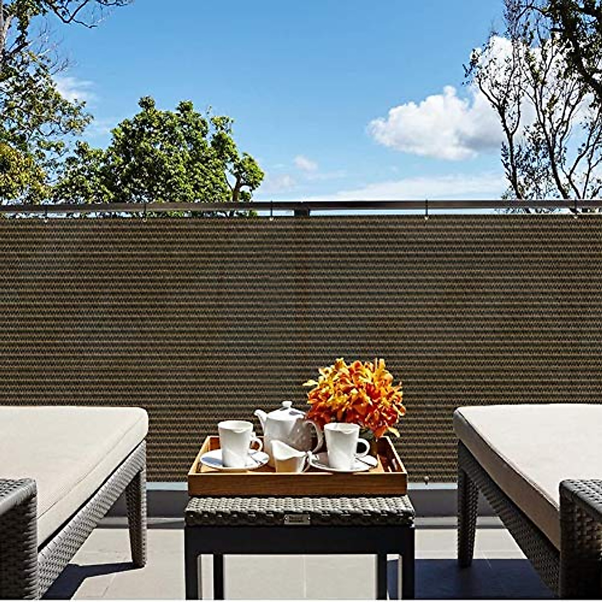 GDMING Balcony Fences Privacy Screen Outdoor Windscreen Anti-UV 90% Sunshade High Strength Shade Cover with Eyelets and Cable Tie Polyester, 72 Sizes (Color : Brown, Size : 0.9x14m)