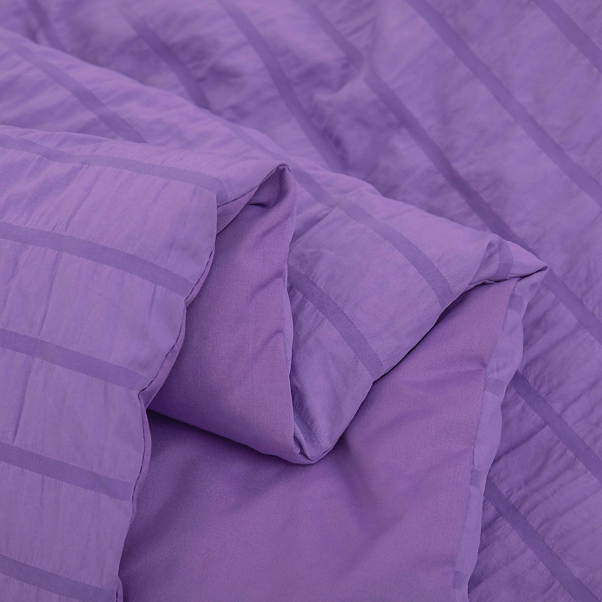 Yadangxiawa Seersucker Purple Queen Size Comforter Sets for Girls Women Boho Purple Seersucker Bedding Set & Collections 5 Pieces-Soft Lightweight Microfiber Bed Set for All Season,Queen 90''x90''…