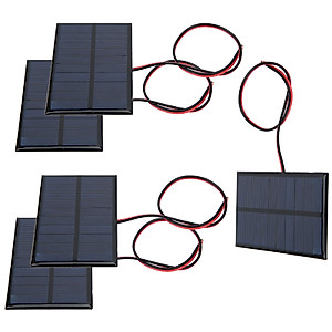 5Pcs DC 5V Solar Panel Module with 30cm/11.8in Cable Weatherproof Charging
