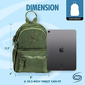 Grand Sierra Designs Mini Backpack for Women - Cute Crossbody Bags for Women W/Anti Theft Pocket - Multi Compartment Mini Backpack W/Expansive Storage for School, Traveling, Hiking, & more - Olive