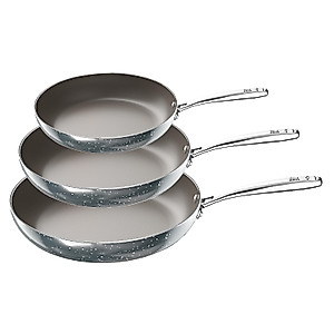 ROCKURWOK Non Stick Frying Pans Ceramic Pan, 3-Piece Set Cooking Pan with Stainless Steel Handle, 8" &10" and 12" Pan - Free of PFAS, PTFE, PFOA, Dishwasher Safe, Oven Safe