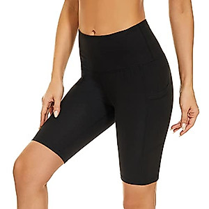 Custer's Night Biker Shorts Women High Waist Out Pocket Yoga Short Tummy Control Workout Running 4 Way Stretch Yoga Leggings Black XL