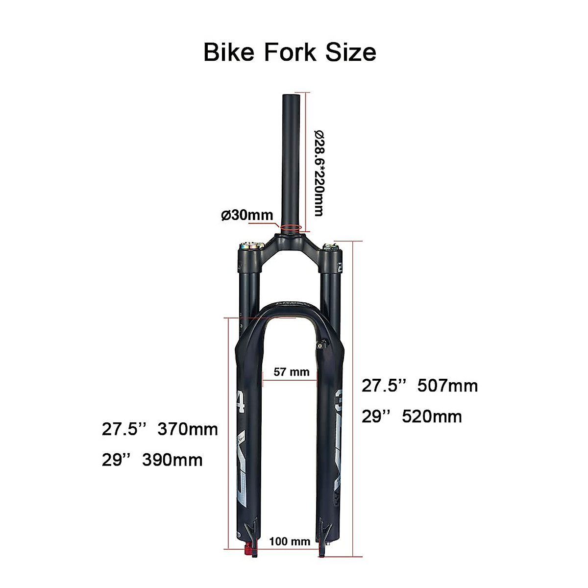 KRSEC Air Suspension Fork 27.5 inch Mountain Bike Travel 120mm Quick Release QR 9mm 28.6mm Straight Tube Manual Lockout Rebound Adjustable Ultralight Mountain Bike Front Forks XC AM 27.5"