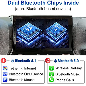 IYING 6G+64G Android Car Stereo for Jeep Wrangler 2011 2012 2013 2014 Wireless CarPlay Wireless Android Auto 10.1 Inch Car Radio QLED Touch Screen AM/FM WiFi Dual Bluetooth GPS Navigation Headunit