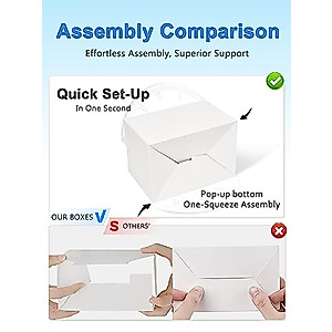 Shallive 25 Pcs Large Treat Boxes 9x6x6 Inch White Gable Gift Boxes with Handle Kraft Lunch Boxes Recycled Paper Gift Bags Take Out Cookie Boxes Welcome Boxes Candy Bags For Wedding Birthday Party Supplies