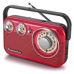Studebaker SB2003 Retro Portable AM/FM Radio (red/Black)