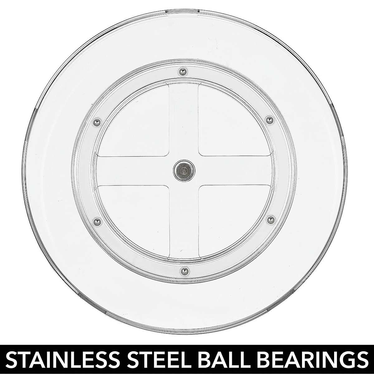 mDesign Lazy Susan Turntable Plastic Open Vented Spinner for Kitchen/Bathroom, Pantry, Fridge, Cupboards, Counter Organizing, Fully Rotating Organizer for Food, 11.5" Round - 2 Pack, Clear