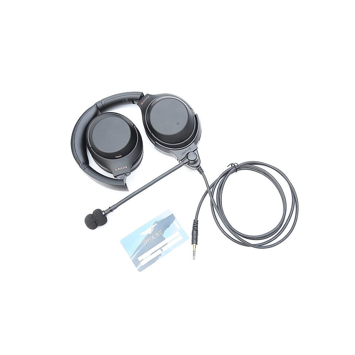 Crystal Mic Pro Lightning with TSOd Intricon Microphone. Compatible for Sony WH-1000XM3/4 ANR Headphones. Transforms Your Headphone into an ANR Aviation Headset
