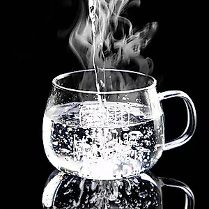 CHDHALTD 350ml Glass Mugs With Handle,Good Morning Cup,Coffee Mug,For Coffee, Tea, Soup,Juice,Milk,Clear Drinking Cup