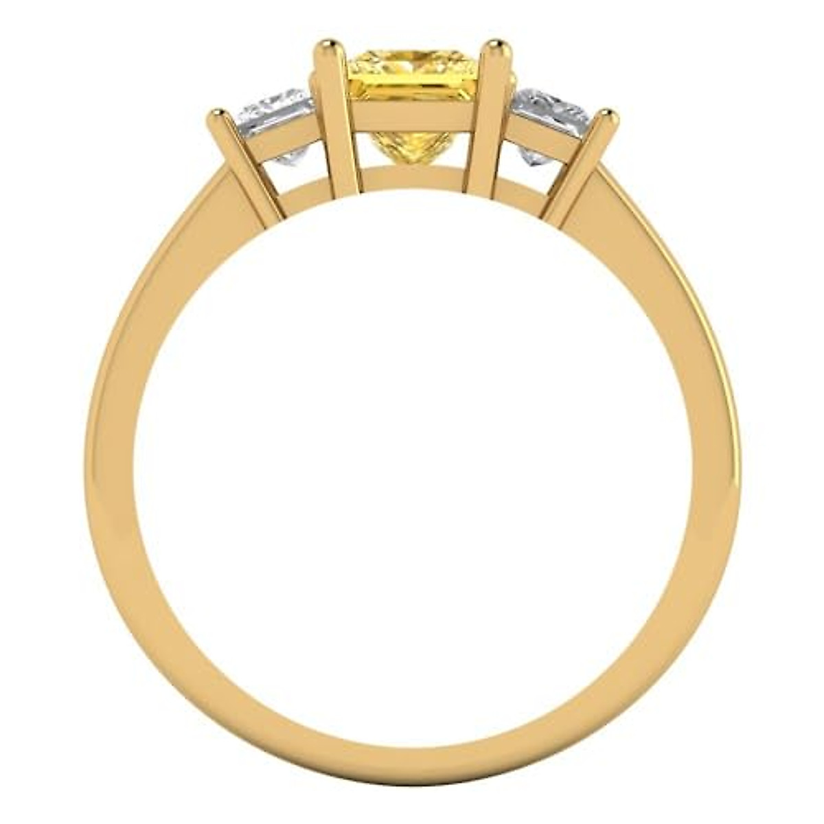 Clara Pucci 0.95ct Princess cut 3 stone Solitaire Yellow Simulated Diamond Engagement Promise Anniversary Bridal Ring 18K Yellow Gold 9.5