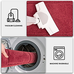 PURRUGS Machine Washable Kitchen Rug Set [2 PCS] (24" x 35.5"+ 24" x 59"), Non-Slip/Skid Kitchen Runner Rugs & Floor Mats, Super Absorbent Soft Standing Mats for Kitchen, Laundry & Sink, Burgundy Red