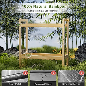 AmazerBath Bamboo Over The Toilet Storage Shelf - 2-Tier Bathroom Organizers and Storage Shelves, 2 in 1 Dual Stable Above Over Toilet Bathroom Shelf Home Storage Rack for Small Bathroom, Space Saver