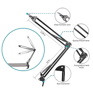 Snowball iCE Mic Boom Arm Stand with Pop Filter, Compatible with Blue Snowball Ice USB Microphone with Cable Sleeve by SUNMON