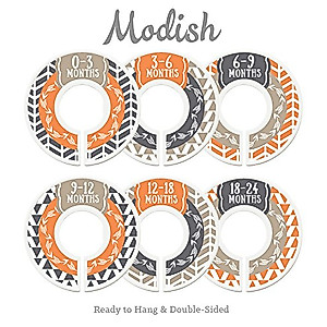 Modish Labels Baby Clothes Size Dividers, Baby Closet Organizers, Closet Size Dividers, Baby Closet Organizers, Clothes Organizer, Neutral, Boy, Woodland, Arrows, Nordic, Boho, Tan, Orange (Baby)