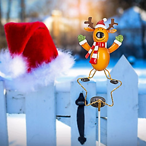 tioili Metal Reindeers Christmas Outdoor Solar Light, Christmas Outdoor Decorations Solar, Waterproof Christmas Stakes Lights for Home Outdoor Courtyard Lawn Walkway Driveway