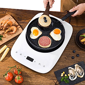Rwoora Non Stick Frying Pans Romantic Heart Circle Egg Pan Multifunction Omelette Pan Breakfast Skillet Anti-scalding Handle Easy To Hang Complete with Oil Brush and Dishcloth