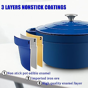 CUKOR 6QT Cast Iron Dutch Oven Pot With Lid,Ceramic Dutch Ovens for Bread Baking,Cast Iron Cooking Pot,Non-Stick Enamel Coated Cookware