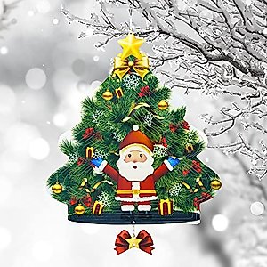Joozer 3D Stainless Steel Wind Spinner 12 Inch Christmas Windmill Decoration for Indoor and Outdoor Garden Garden Courtyard Metal Windmill, Christmas Tree, Santa Claus