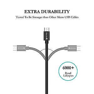 Spater Micro USB Sync Cable for Samsung, HTC, Motorola, Nokia, Android, and More (5 Pack) (Black)