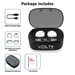 VOLT+ Plus TECH Wireless V5.1 PRO Earbuds Compatible with ZTE Voyage 40 Pro+ IPX3 Bluetooth Touch Waterproof/Sweatproof/Noise Reduction with Mic (White)