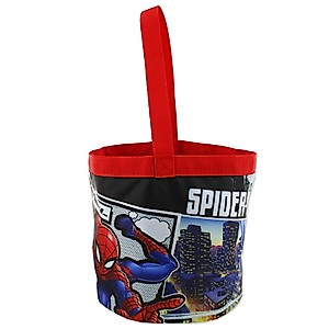 Marvel Spider-Man Boys Collapsible Nylon Gift Basket Bucket Tote Bag (One Size, Red/Blue)