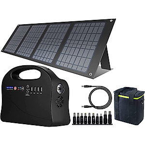 Enginstar Portable Power Station 120Wh, 100W Solar Generator, 40W Solar Panel, Carrying Case Storage Box for Power Station,Portable Backup Lithium Battery Pack Bank Picnic Camping Wild Fishing Hunting