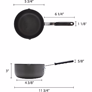 TrueCraftware-1 Quart Non-Stick Aluminum SaucePan Anodized with Pour Spout Black Cool Handle Sleeve- Multipurpose use Cooking Sauce Pan Cookware Cooking Pot for Home Kitchen or Restaurant