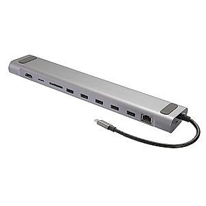Type-C Hub, USB C to USB 3.0 Hub, (11 in 1) Gigabit Ethernet / 4K HDMI / 5 USB 3.0 / VGA/SD/Micro SD Card Reader/PD Charging Port for MacBook Pro/Air, Chromebook, Other Type C Laptop