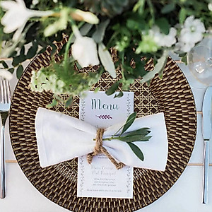 Spsyrine Faux Rattan Rustic Charger Plates, Set of 6 Elegant Round Plastic Plate Chargers for Dinner, Decorative for Events and Parties. (Plaid)