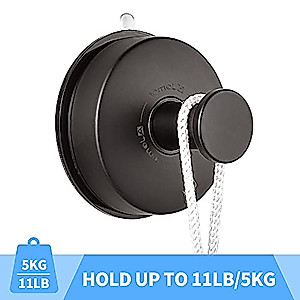 JOMOLA Suction Cup Hook Stainless Steel Bathroom Towel Holder Utility Shower Hooks Hanger for Towel Storage Kitchen Organizer for Towel Hook, Matte Black, 4PCS