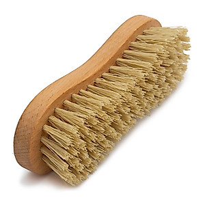 KONEX Nylon Fiber Economy Utility Cleaning Hand Brush, Heavy Duty Hand-Held Scrub Brush with Stiff Bristles, Wooden Body, Ideal Scrub Brushes for Cleaning and Scrub Brushes (Peanut Shaped)
