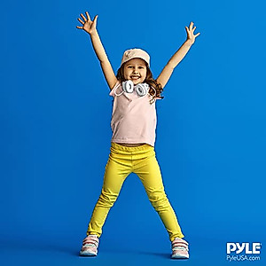 PYLE Lightweight Kids Wired Headphones - Foldable Adjustable Corded On Ear Headset for Children/Boys/Girls - Smartphones/Computer/Tablet/School/Kindle/Airplane Travel,Grey