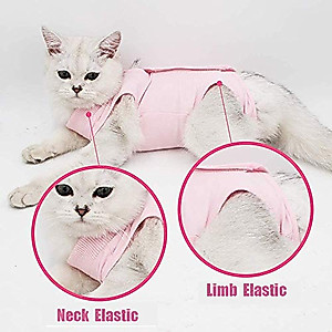 Cat Professional Recovery Suit for Abdominal Wounds and Skin Diseases, E-Collar Alternative for Cats and Dogs, After Surgey Wear Anti Licking, Recommended by Vets（Pink,M