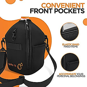 Gallo Fit Gallon Jug Sleeve with Strap - 8mm Thick Neoprene Jug Cooler | Best in Class Durable YKK Zipper, Multi Purpose Clip, and Phone Holder | Fits Standard Water & Milk Jugs