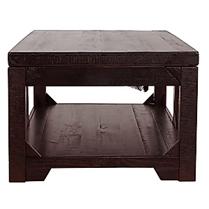 Signature Design by Ashley Rogness Rustic Rectangular Lift Top Coffee Table, Distressed Dark Brown