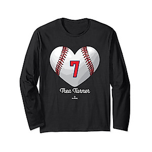 Baseball Heart Number Trea Turner Philadelphia MLBPA Long Sleeve T-Shirt