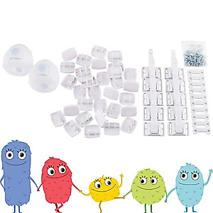 Toddleroo by North States Childproofing Starter Kit | 2 Door knob Covers, 34 Plug Protectors, 10 Drawer & Cabinet latches | Baby proofing with Confidence (46 Piece Set, White)