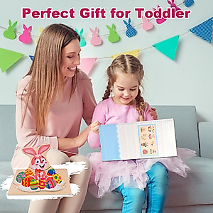8pcs Easter Puzzles for Toddlers 3-5, Easter Basket Stuffers Fillers for Toddler Party Favors- Wooden Puzzles Gifts Toys for Kids Boys Girls Baby, Classroom Exchange Gifts Rabbits Eggs Puzzle