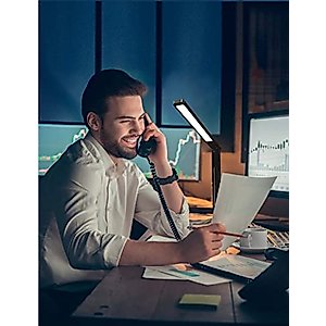 soysout LED Desk Lamp, Table Lamp with USB Charging Port, 4 Lighting Mode with 5 Brightness Levels, 1H Timer, Memory Function, Brightest Desk Light for Study, Reading, Office and Bedroom, 14W (Black)