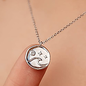 Pura Vida 18" Silver Plated Crystal Wave Coin Necklace - Handmade Statement Necklace with Czech Crystal - Silver Necklace for Women, Long Necklaces for Teen Girls, Boho Jewelry for Women - 3" Extender