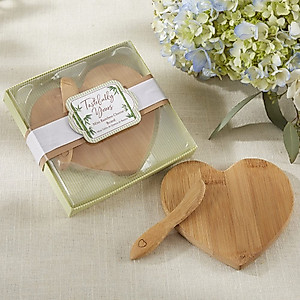 Kate Aspen 4PCS Tastefully Yours Heart Shaped Bamboo Cheese Board, Miniature Cutting Board, Favors Decorations Guest Gifts for Wedding, Bachelorette, Bridal Shower & More