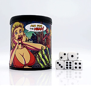 Luck Lab Zombies Dice Cup Including 5 Dice - Red Velvet Interior for Quiet Shaking - Use for Zombie Dice Liars Dice RFP Yahtzee Board Games, Black