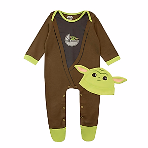 STAR WARS Baby Boys Sleepsuit and Hat Set The Mandalorian Baby Yoda Multicolured 9-12 Months
