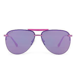 DIFF Tahoe Oversized Aviator Sunglasses for Women UV400 Protection, Pink Rush Metallic + Pink Rush Mirror