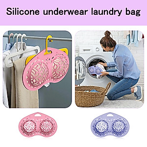 2 Pcs Lingerie Wash Bag, Silicone Delicates Bag For Washing Machine Bra Bags For Laundry Laundry Wash Bag For A-38D Cup, Maternity, Sports, Sexy Bras (Pink+Purple)