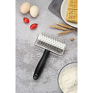 AMPSEVEN Pizza Dough Docker Roller - Professional Stainless Steel Pastry Docker Roller with Spike for Homemade Baking Cake crackers Pie Hole Maker,Prevent Dough from Blistering